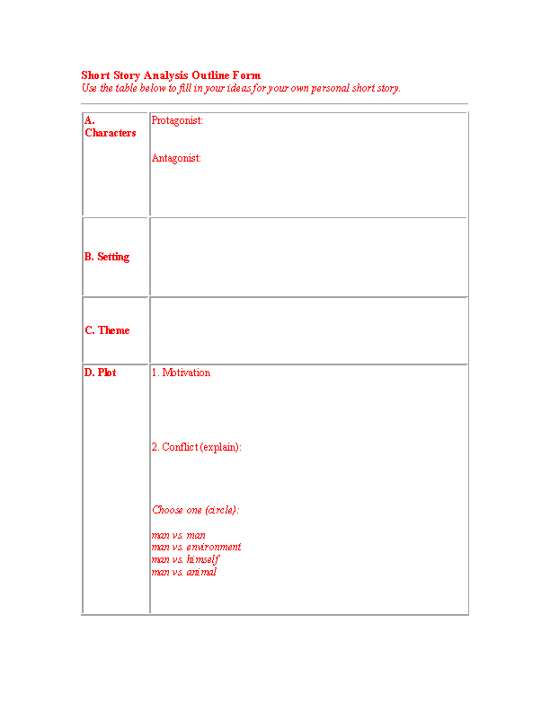 Best Short Story Outline US 2019 Update FormsPro io